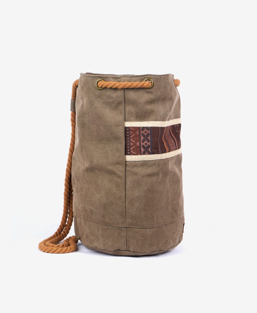 Brown Drawstring Rucksack - Khaki | Hingees